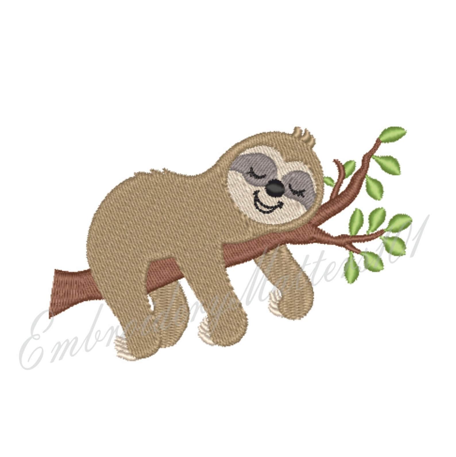 Cute Sloth Embroidery Design - Etsy UK