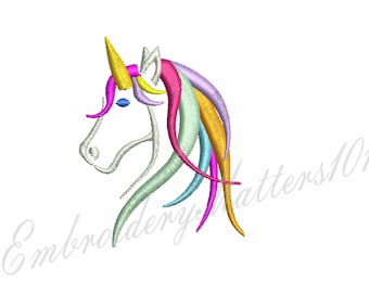 Unicorn Embroidery Design Unicorn Face Design Girly Unicorn Embroidery ...
