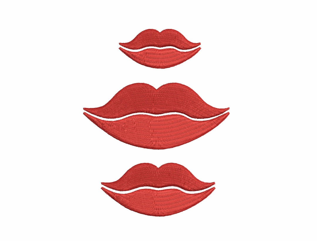 Lips Embroidery Design. Set of Three - Etsy