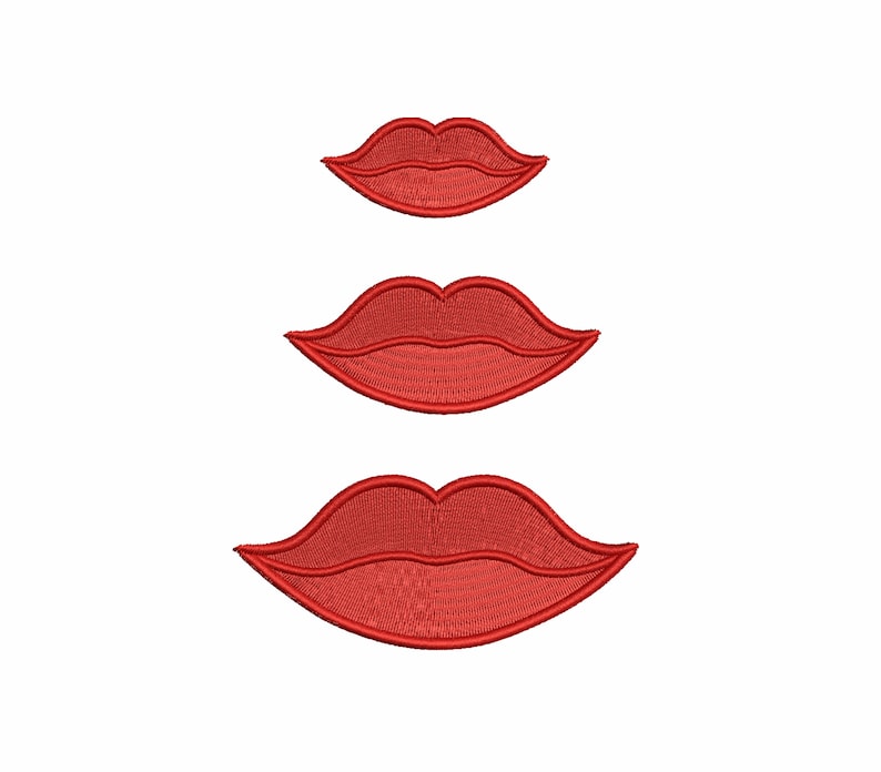 Lips Embroidery Design. Set of Three - Etsy