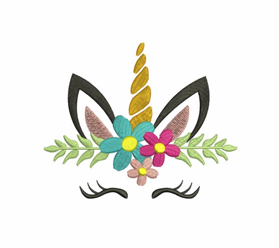 Cute Unicorn Face Machine Embroidery Design. Two Sizes | Etsy