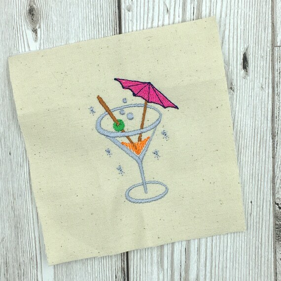Cocktail Embroidery Design. | Etsy