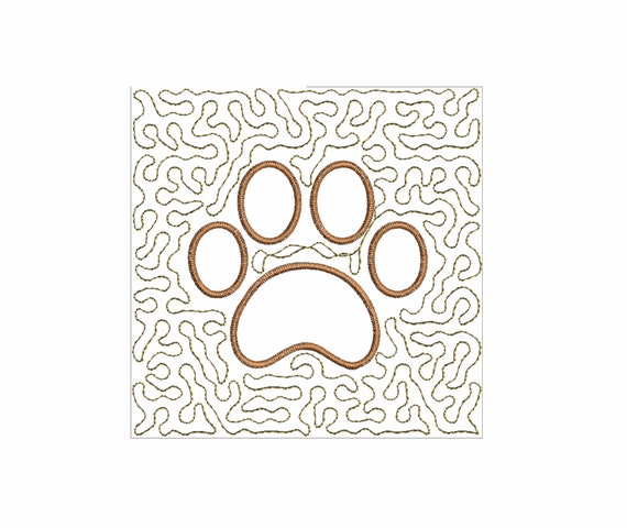 Paw Print Quilt Block Embroidery Design. Three Sizes | Etsy