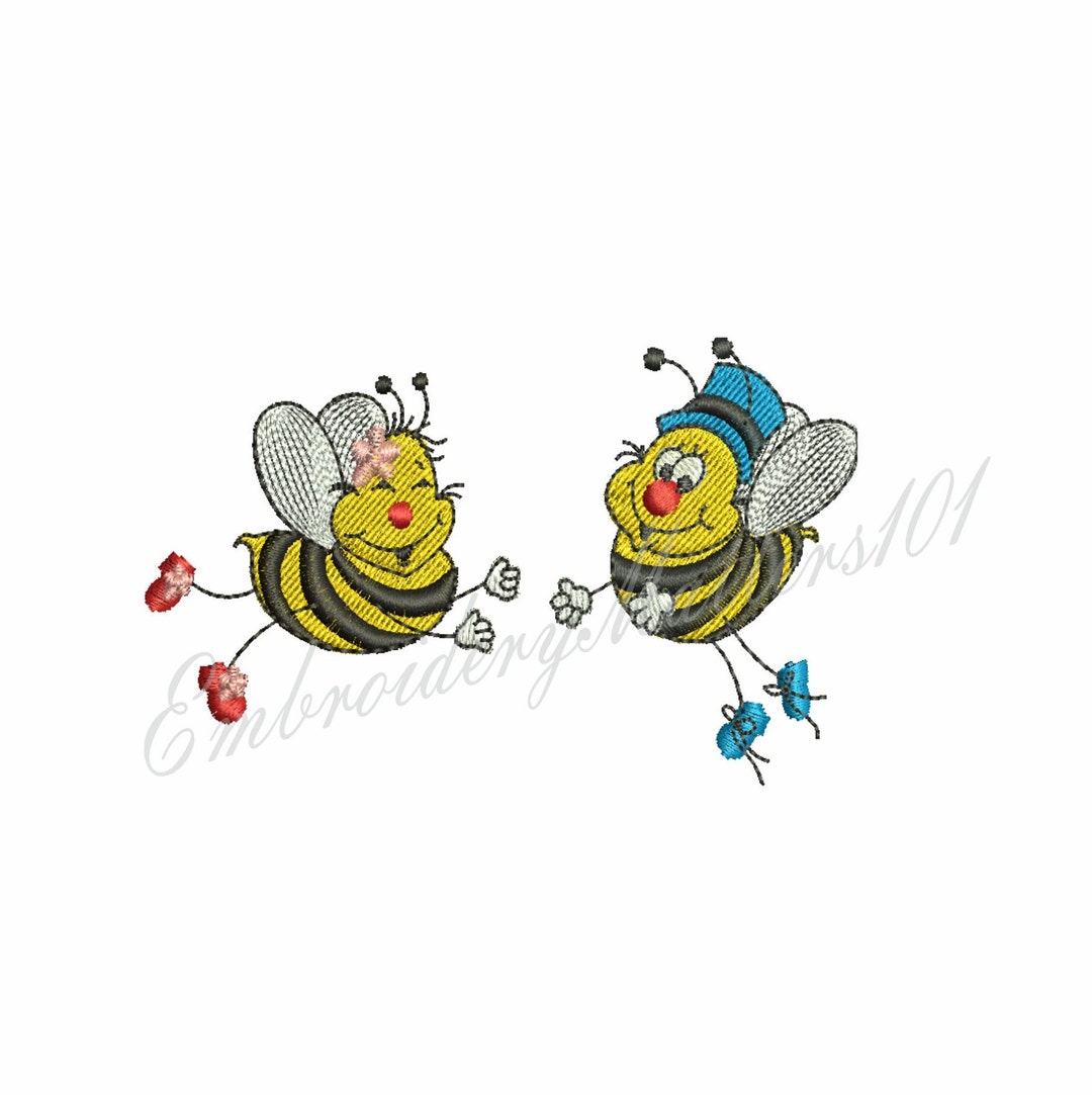 Cute Bee Embroidery Design, Set of 2 (digital Download) - Etsy UK