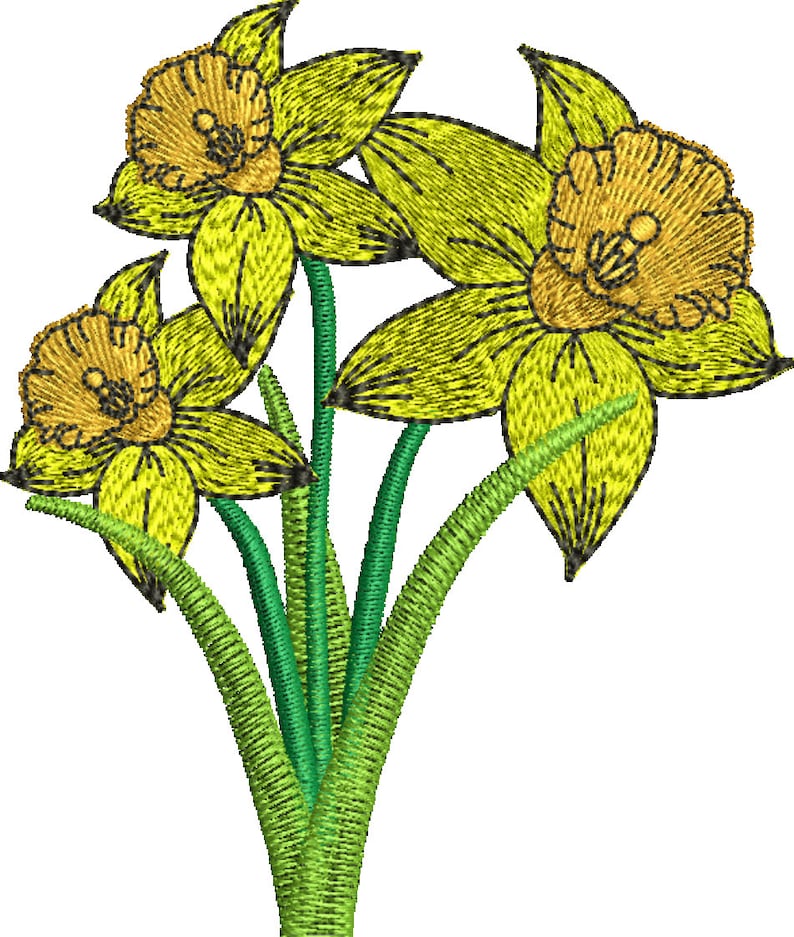 Daffodils Embroidery Design - Etsy