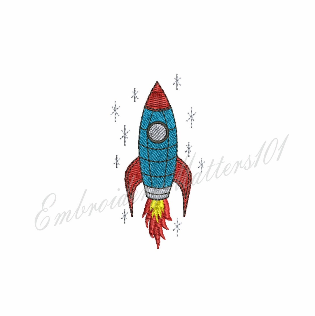 Rocket Embroidery Design - Etsy