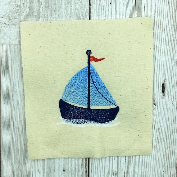 Cute boat embroidery design | Etsy