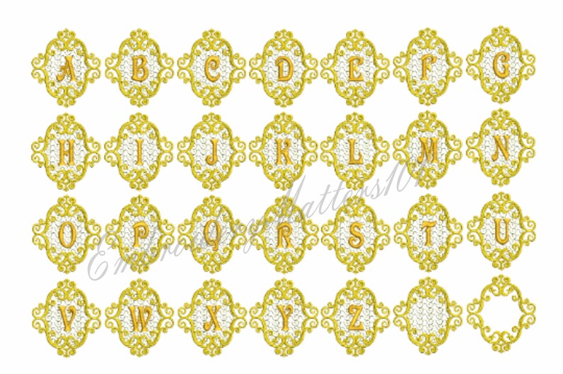 Monogram Fonts Frame. Embossed Font Embroidery - Etsy