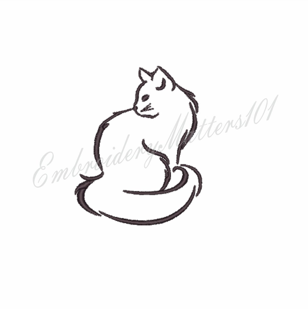 Cat Outline Embroidery Design. Two Sizes - Etsy