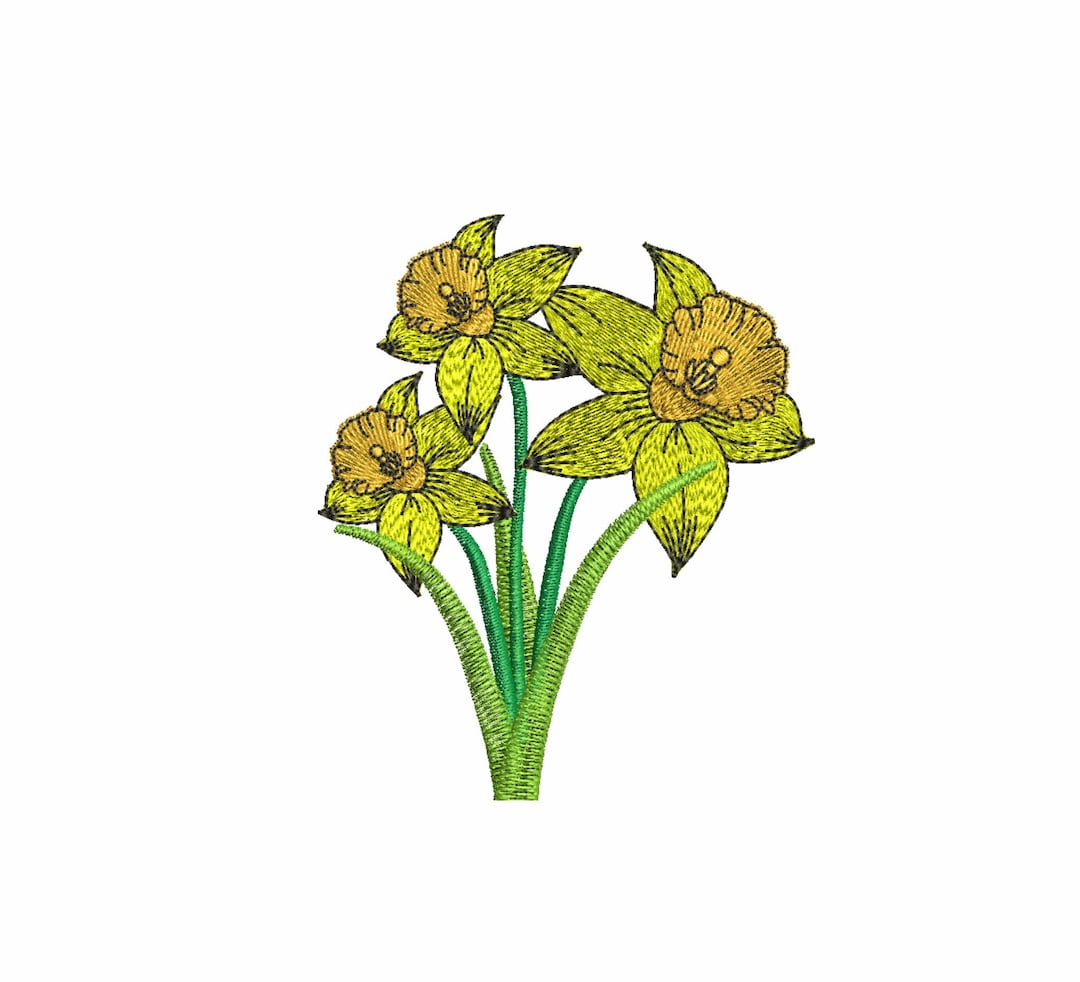Daffodils Embroidery Design - Etsy