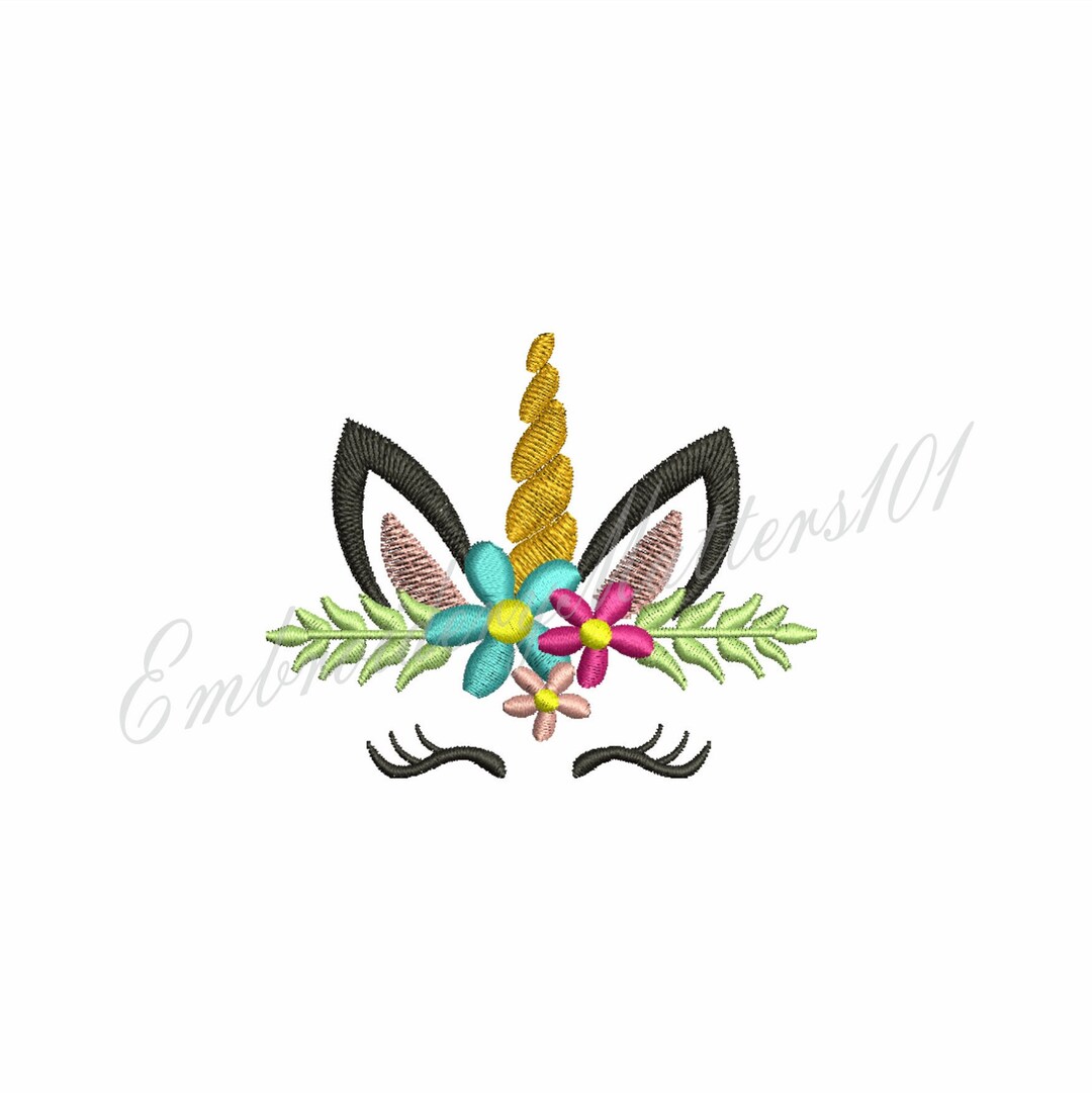 Cute Unicorn Face Machine Embroidery Design. Two Sizes - Etsy