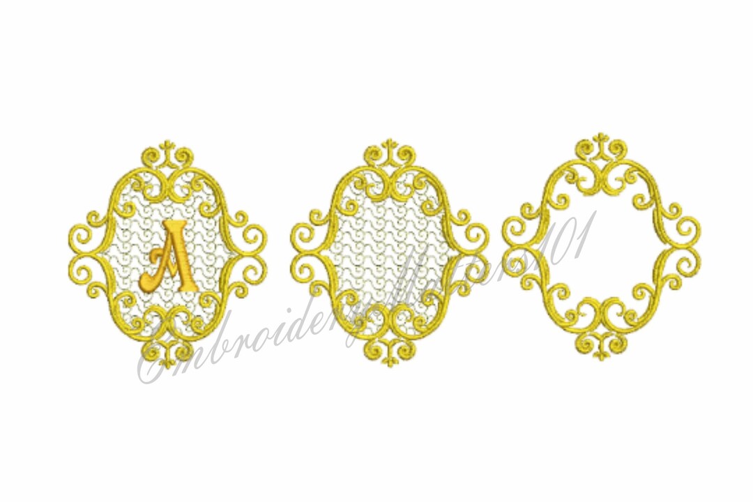 Monogram Fonts Frame. Embossed Font Embroidery - Etsy