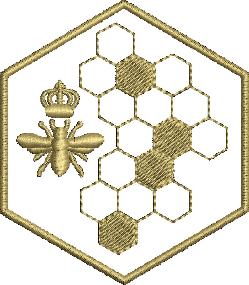 Queen Bee Honeycomb embroidery design. | Etsy
