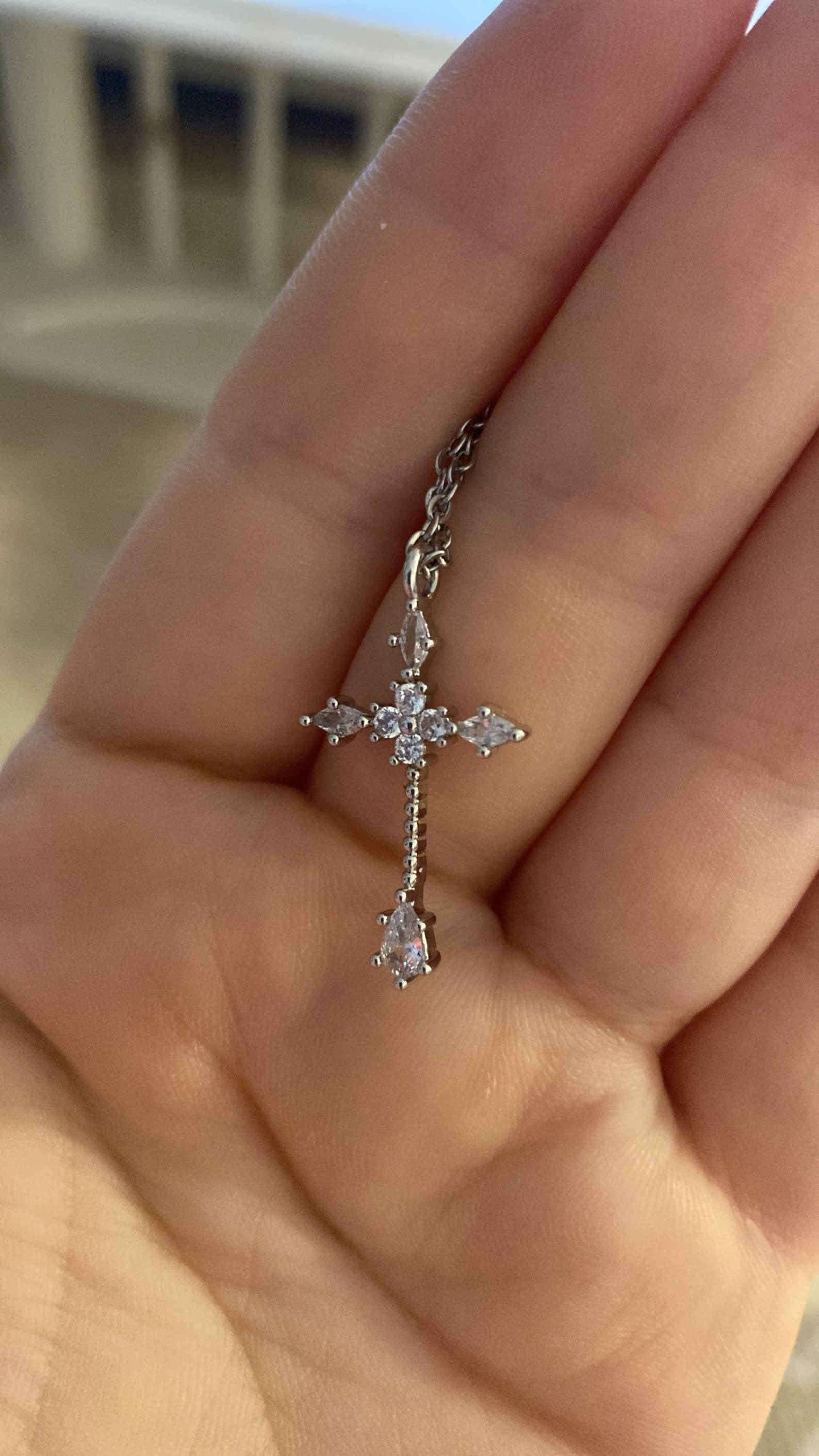 Dainty Cross Necklace Diamond Cross Necklace Gold Cross - Etsy