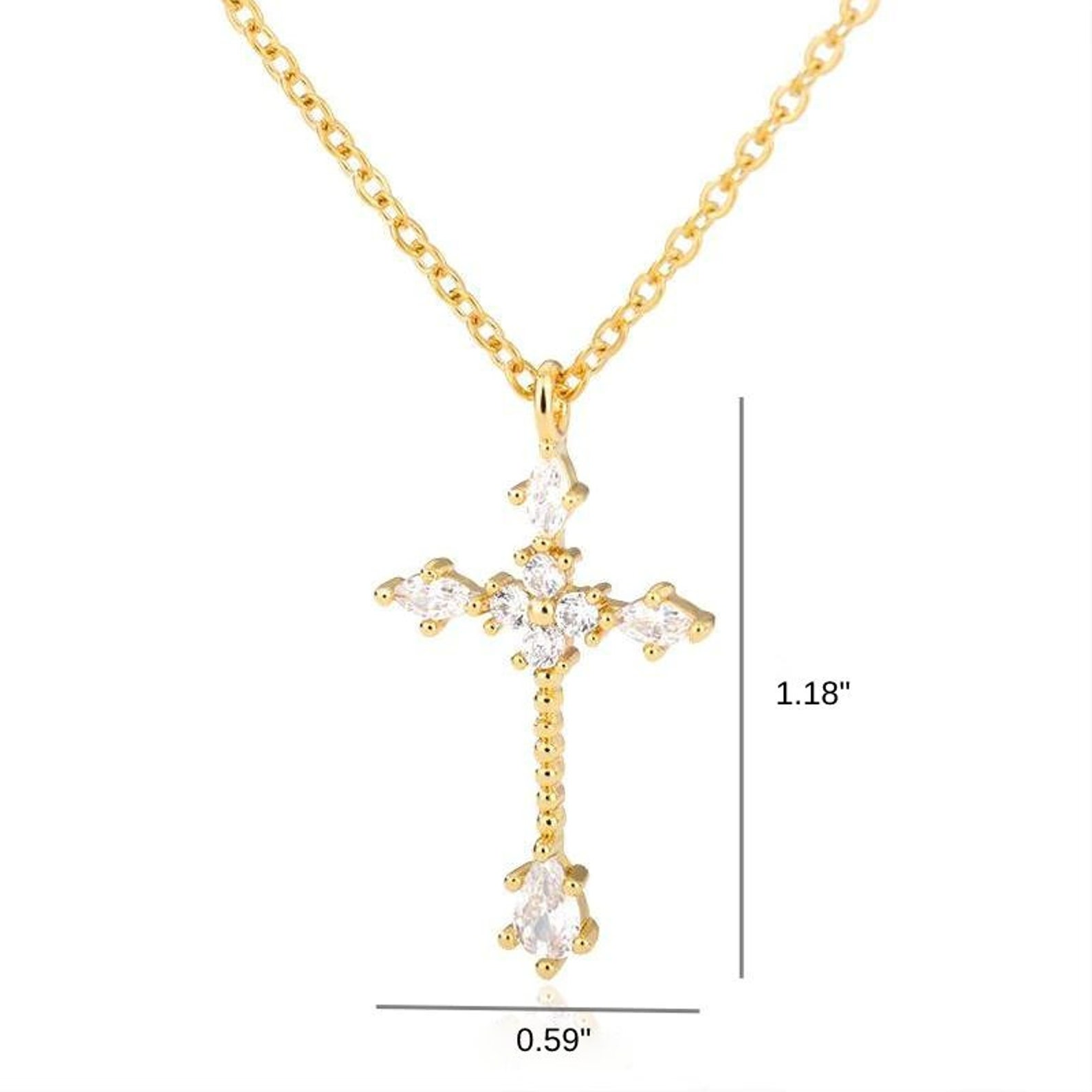 Dainty Cross Necklace Diamond Cross Necklace Gold Cross - Etsy