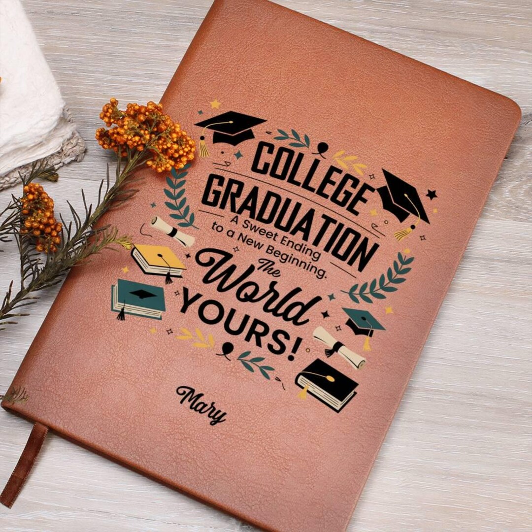 College Graduation Gift Goal Setting Journal Personalized Vegan Leather ...