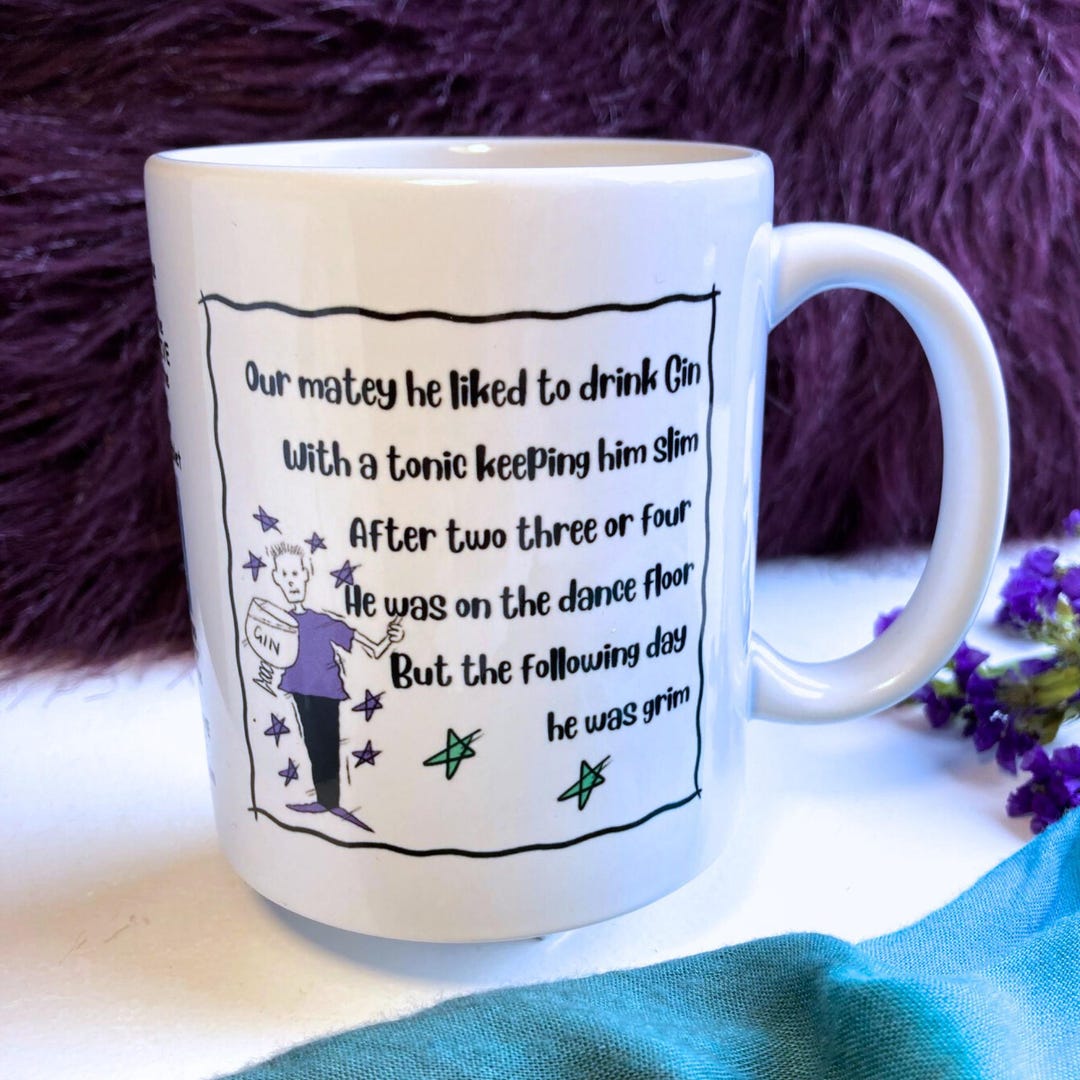 Talking Animated Gin Mug, Funny Gin Lover Mug, Gin Tonic Mug, Limerick ...
