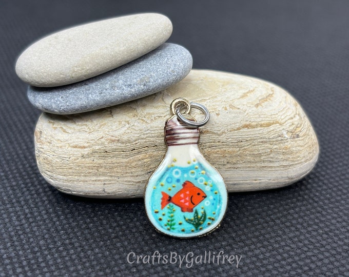 6 Goldfish Enamel Charms With Jump Rings | Cute Fish Charms for Jewelry ...