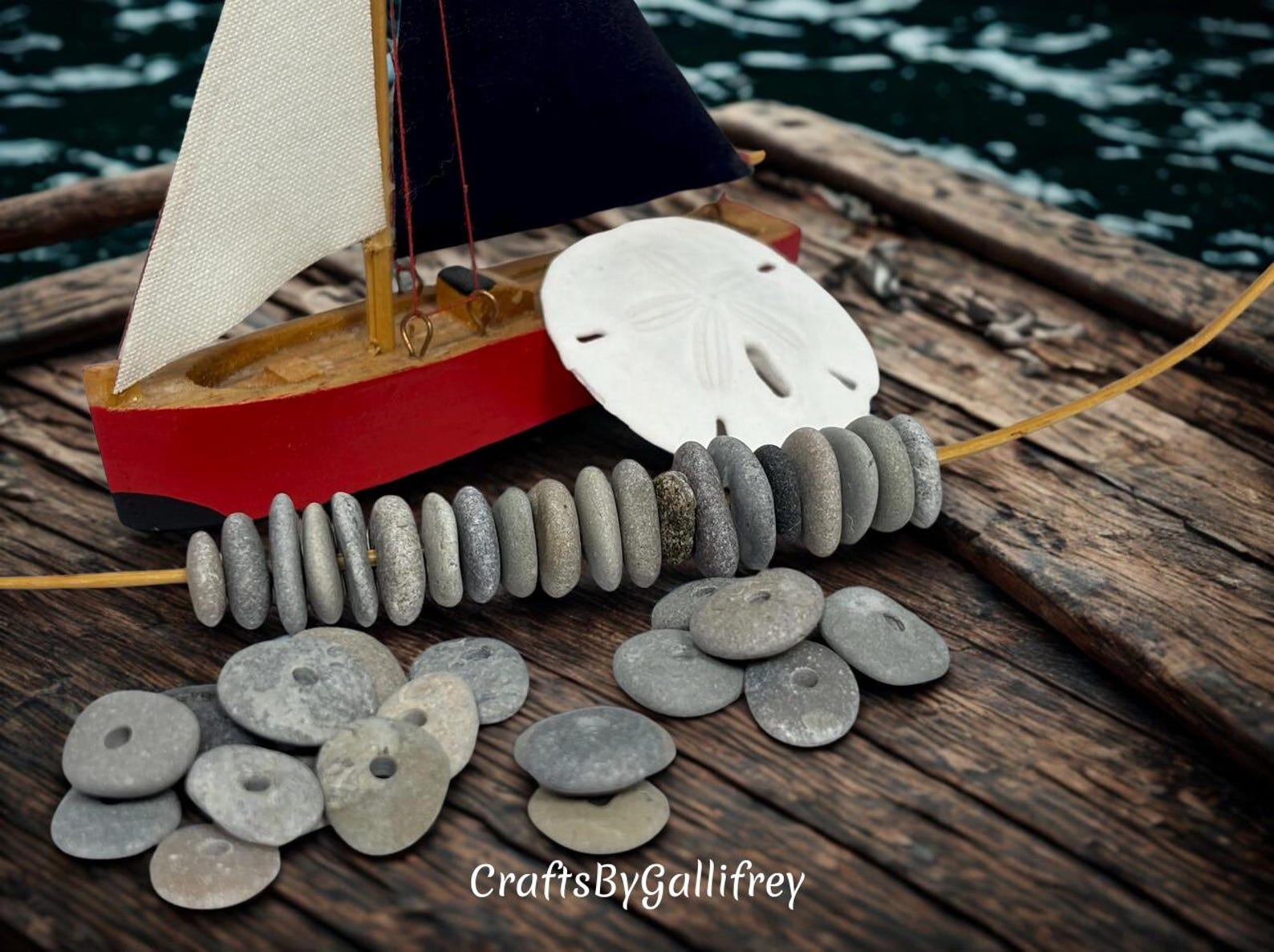 Hand Drilled Assorted Beach Stone Beads: Small Natural Flat Rock Spacer ...