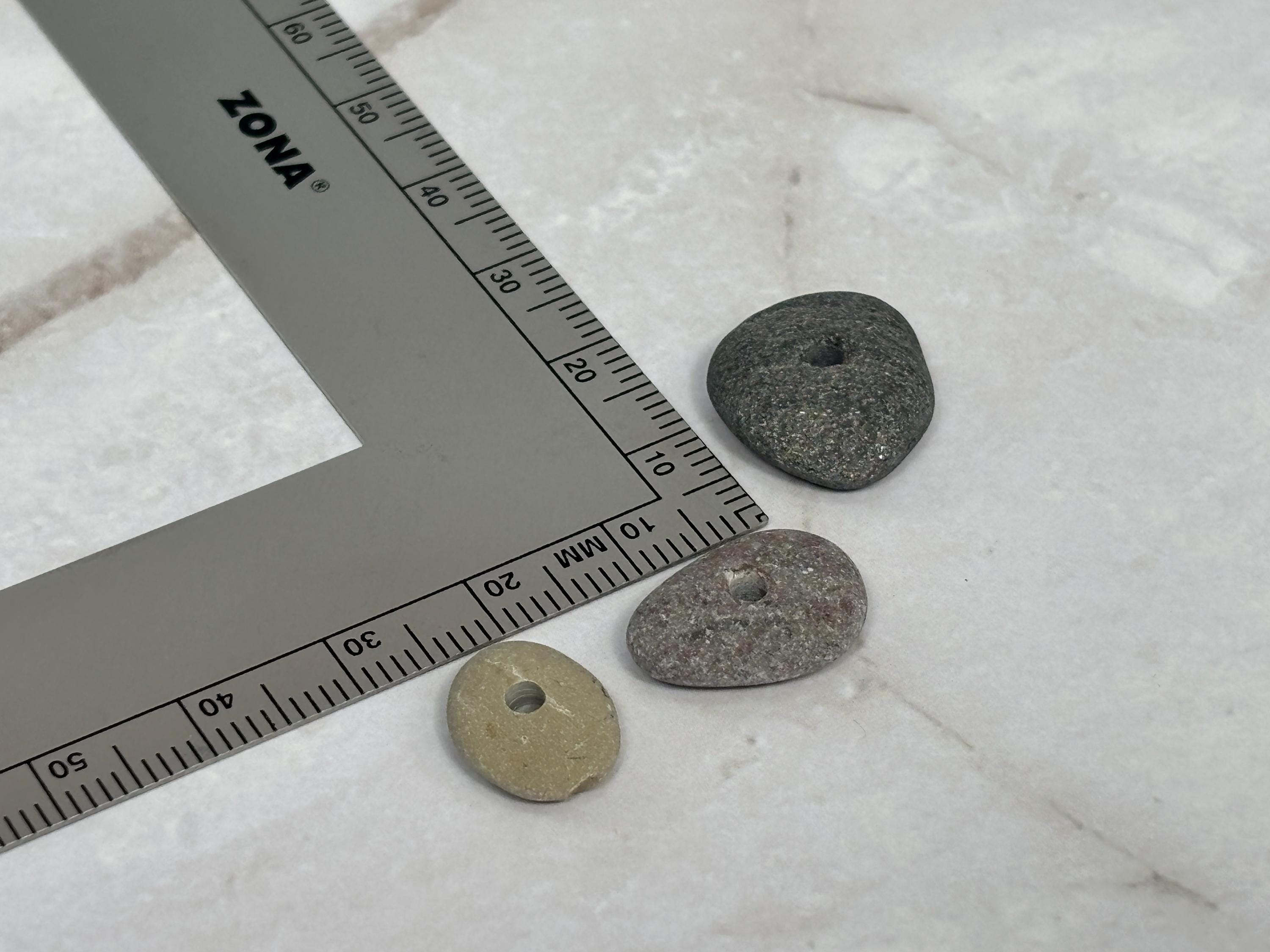 Hand Drilled Assorted Beach Stone Beads: Small Natural Flat Rock Spacer ...