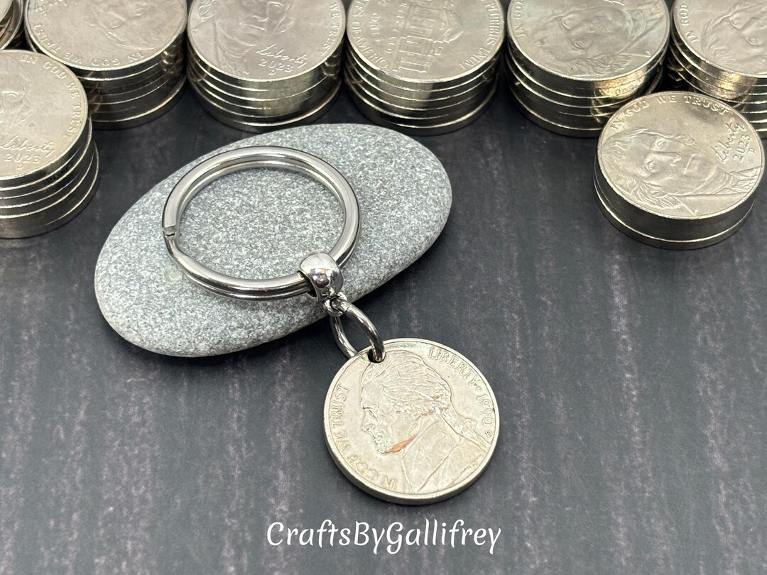 5 Year Anniversary Nickel Coin Keychain - Pick the Year | Custom ...