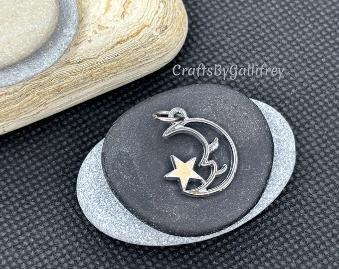Moon & Star Enamel Charms With Jump Rings: Halloween Jewelry Supplies ...