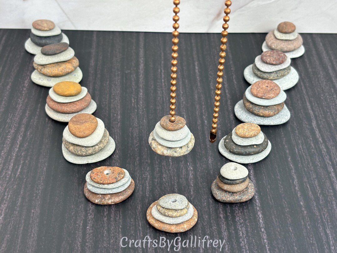 Stacked Stones Light Pull, Rock Cairns Ceiling Fan Pull, Beach Stone ...