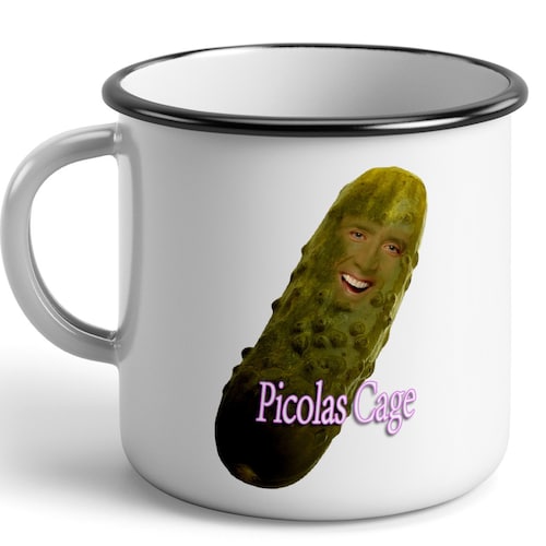 Nicolas Picolas Cage Pickle National Treasure Enamel Mug - Etsy