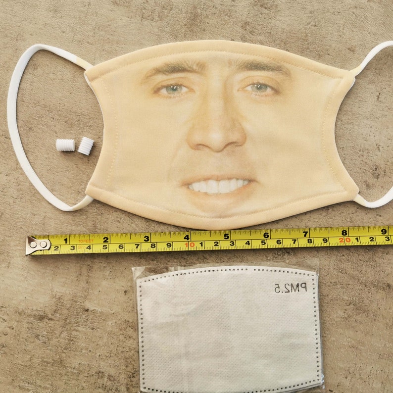 Nicolas Cage, Nic Cage, Creepy Face, Meme, Funny Face Mask, Washable ...