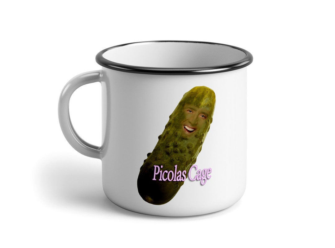 Nicolas Picolas Cage Pickle National Treasure Enamel Mug Coffee Tea Cup ...
