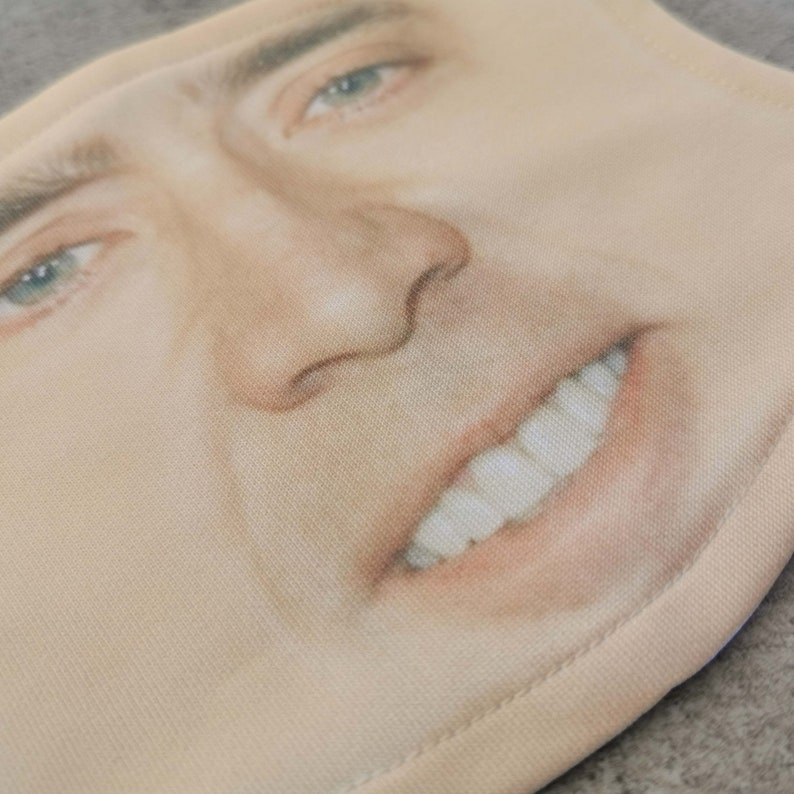 Nicolas Cage Nic Cage Creepy Face Meme Funny Face Mask - Etsy