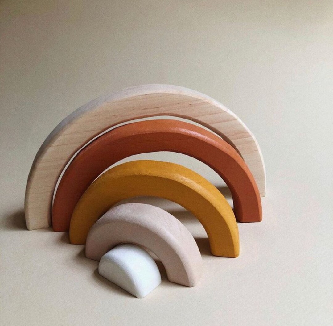 Wooden Rainbow Stacker Wooden Rainbow Toy Arch Stacker From Wood Gift ...