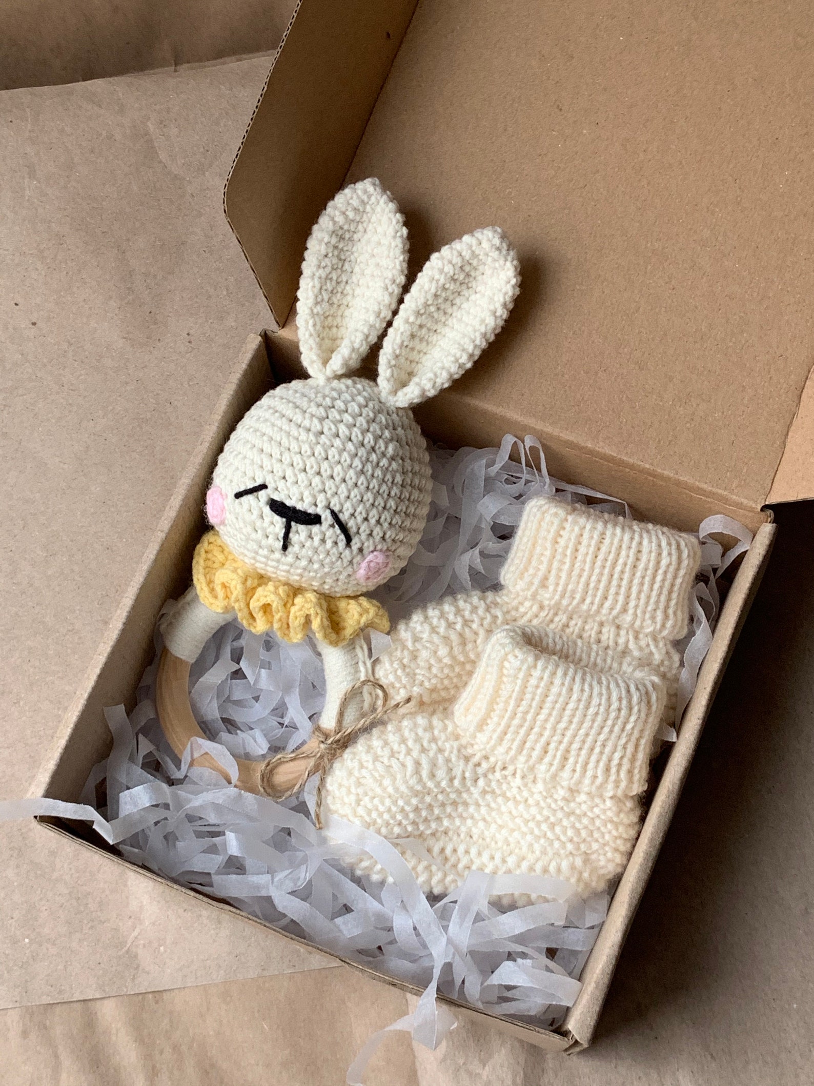 Baby Gift Set Baby Gift Box Knitted Baby Booties Newborn Gift - Etsy
