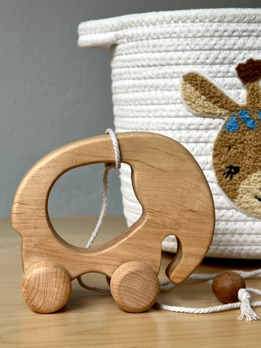 Elephant Push Toy Wooden Push Toy for Toddlers / Kids Birthday Gift Toy ...