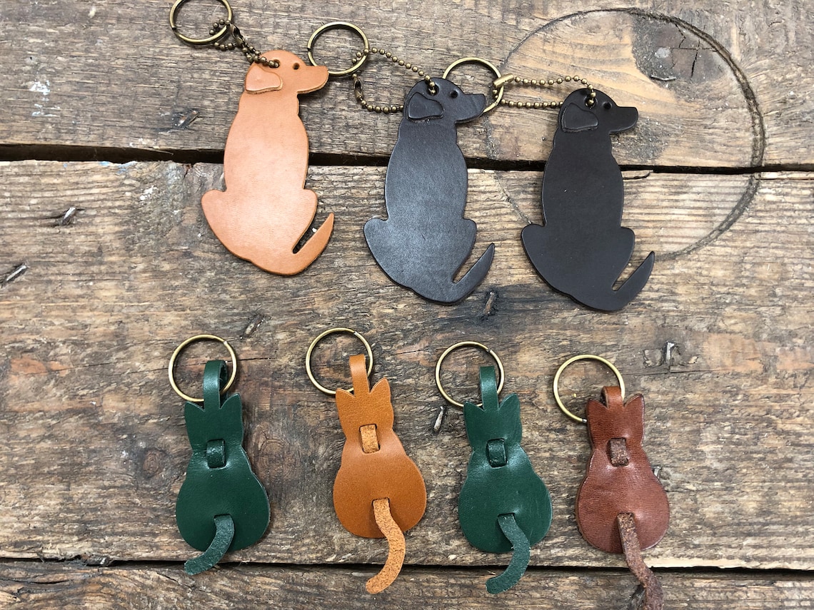 Dog and Cat Key Rings - Genuine Leather - Etsy UK