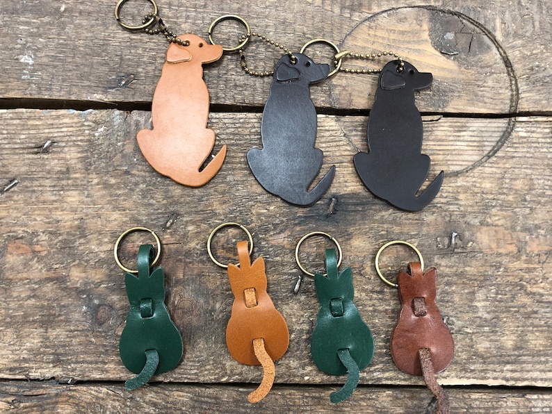 Dog and Cat Key Rings - Genuine Leather - Etsy UK