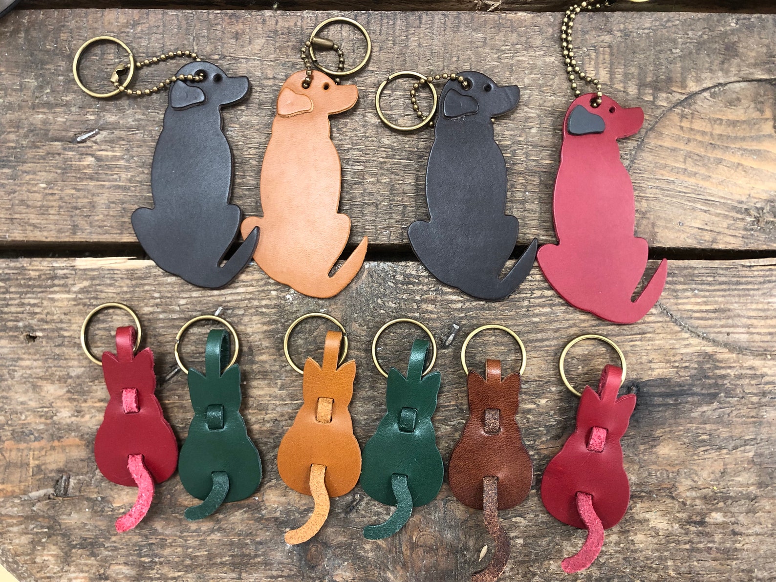 Dog and Cat Key Rings - Genuine Leather - Etsy UK
