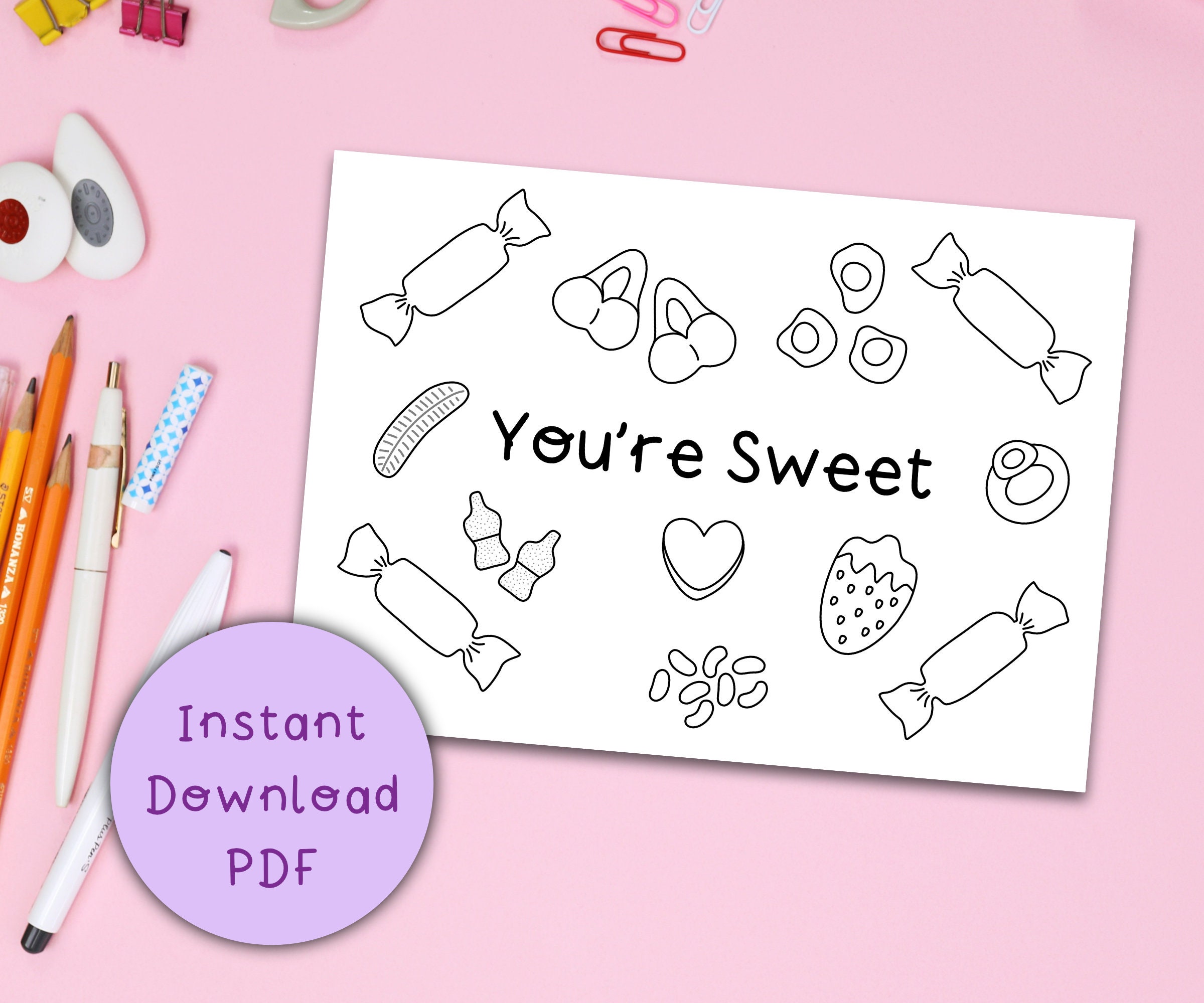 Printable Cute Sweetie Colour in Card / Kids Valentines Colouring Pun ...