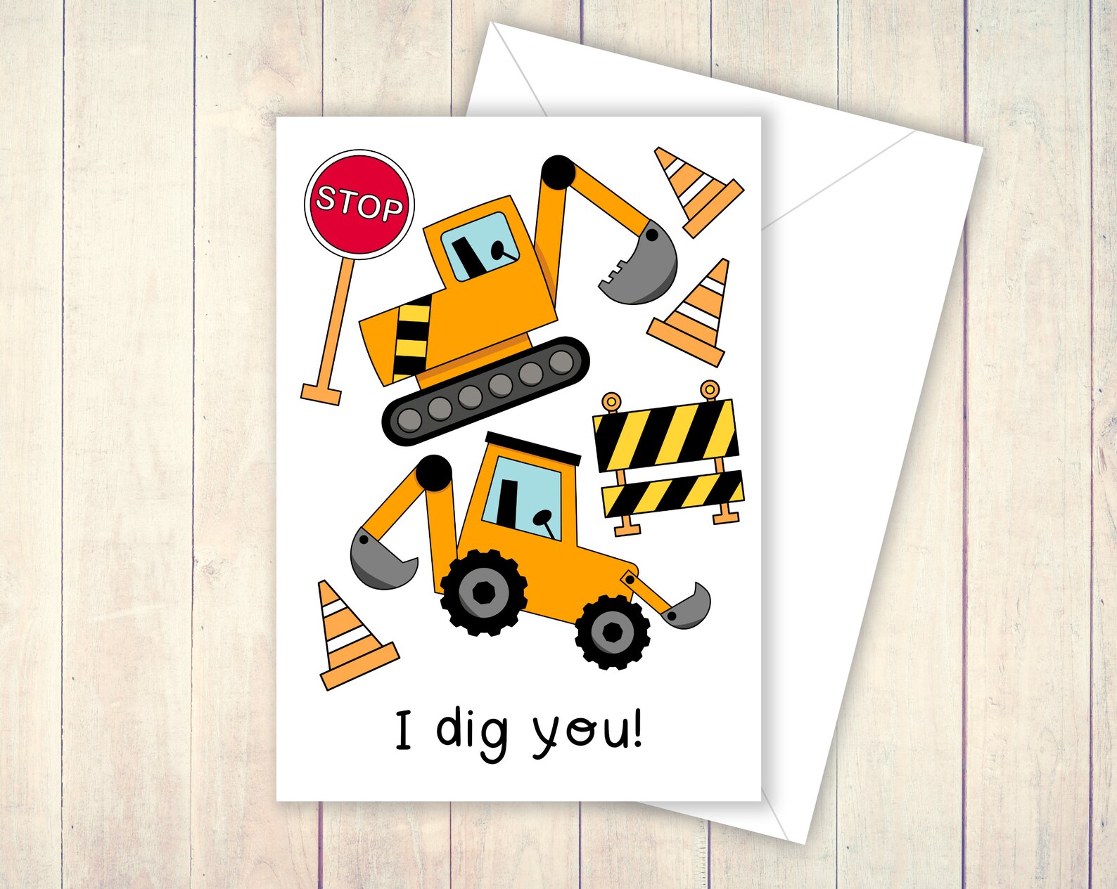 Printable Digger Colour in Card / Kids Valentines Colouring - Etsy