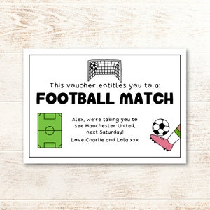 Football Match Voucher Printable PDF Coupon / Last Minute Gift / Friend ...