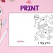Printable Digger Colour in Card / Kids Valentines Colouring - Etsy