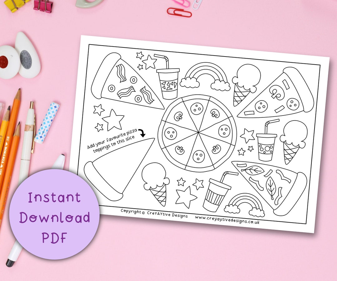 Printable Pizza Party Coloring Page: Kids Sleepover Activity (PDF) - Etsy