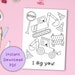 Printable Digger Colour in Card / Kids Valentines Colouring - Etsy