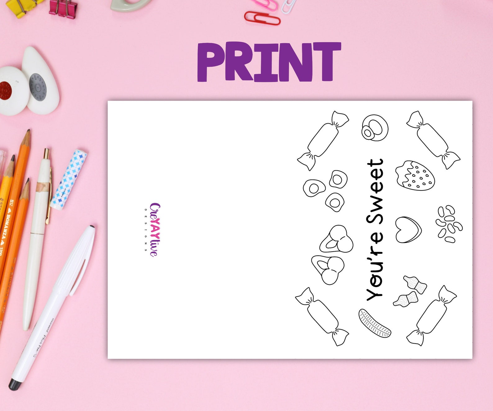Printable Cute Sweetie Colour in Card / Kids Valentines Colouring Pun ...