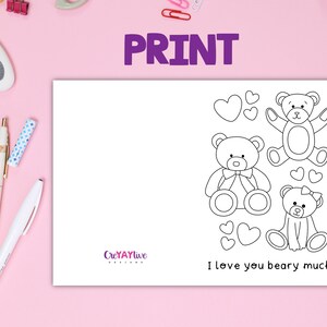 Valentines Day Kids Activity Printable Colour in Cards / Cute Colouring ...
