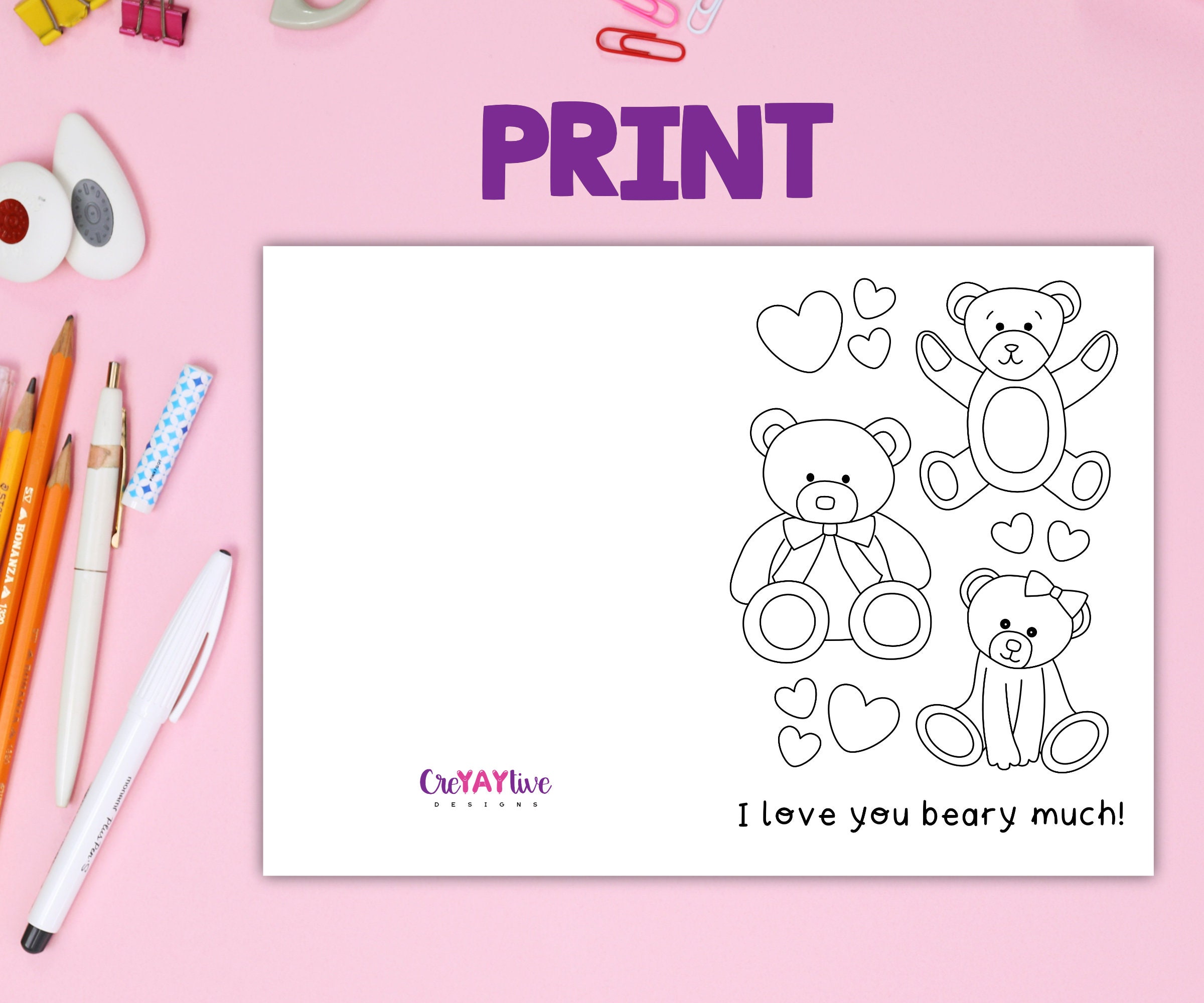Valentines Day Kids Activity Printable Colour in Cards / Cute Colouring ...