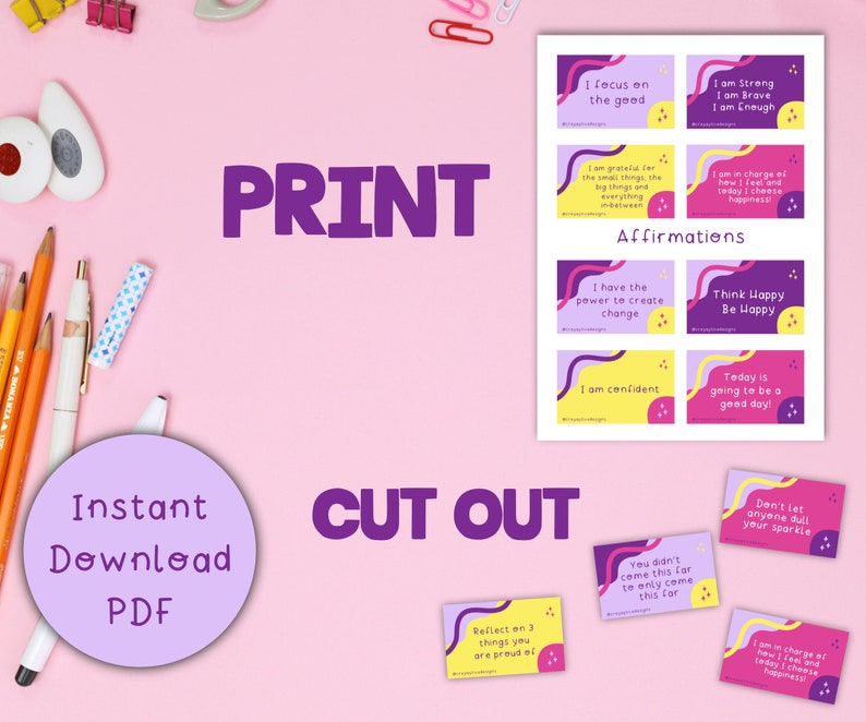 Printable Motivational Affirmation Cards / Self Care Mindful Moment ...