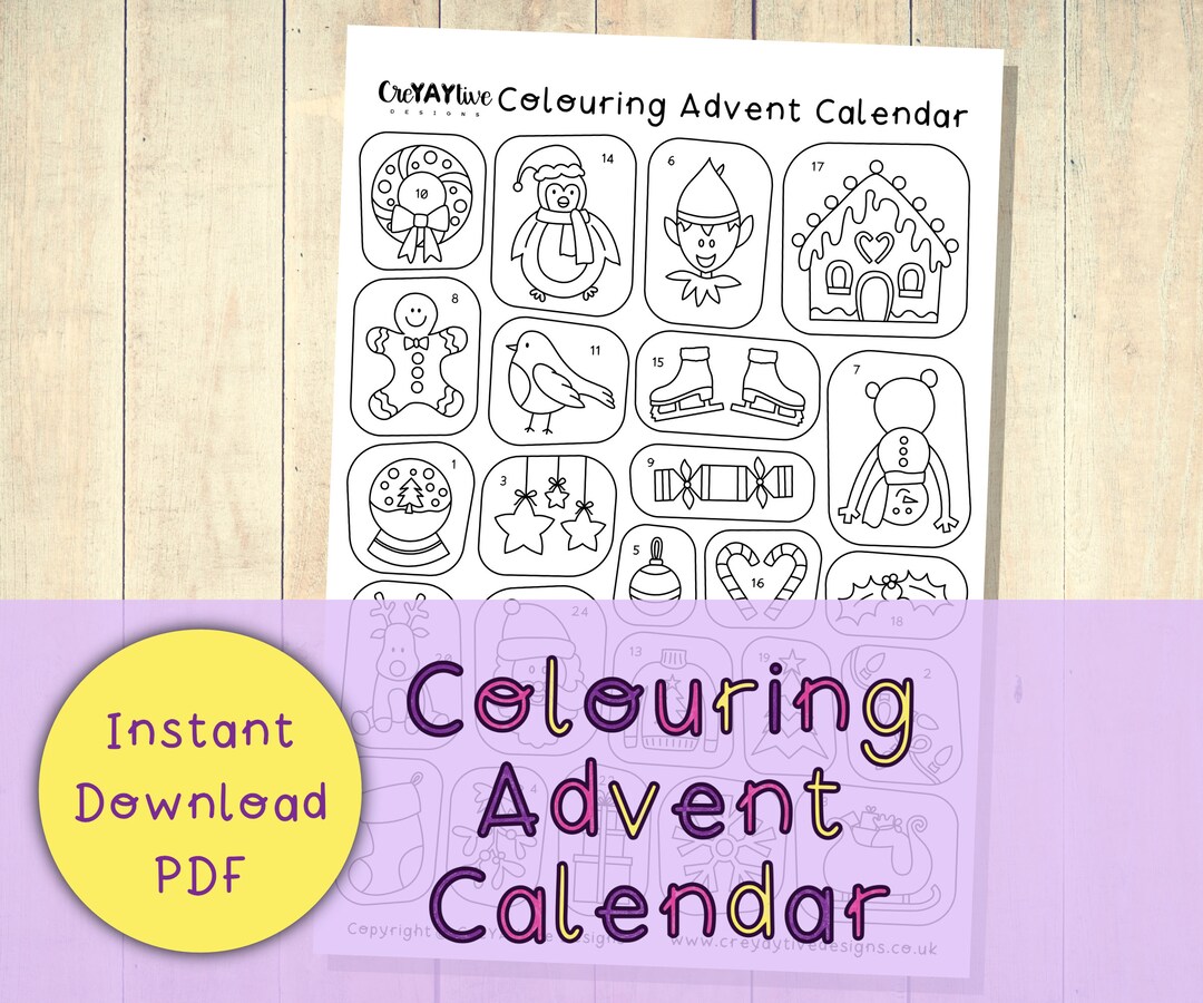 Colouring Advent Calendar Digital Download / Printable PDF / Small Size ...