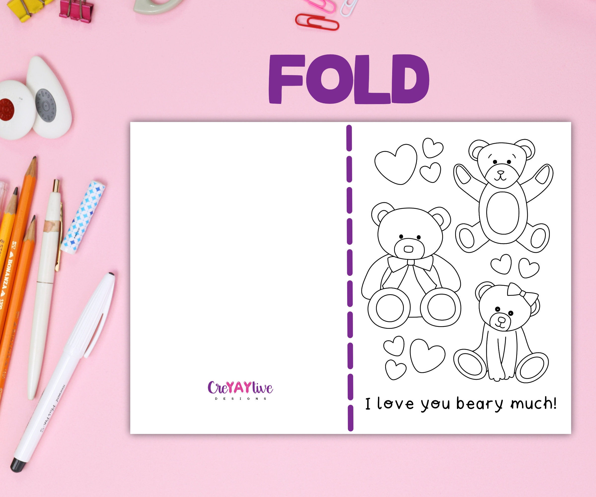 Valentines Day Kids Activity Printable Colour in Cards / Cute Colouring ...