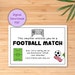 Football Match Voucher Printable PDF Coupon / Last Minute Gift / Friend ...